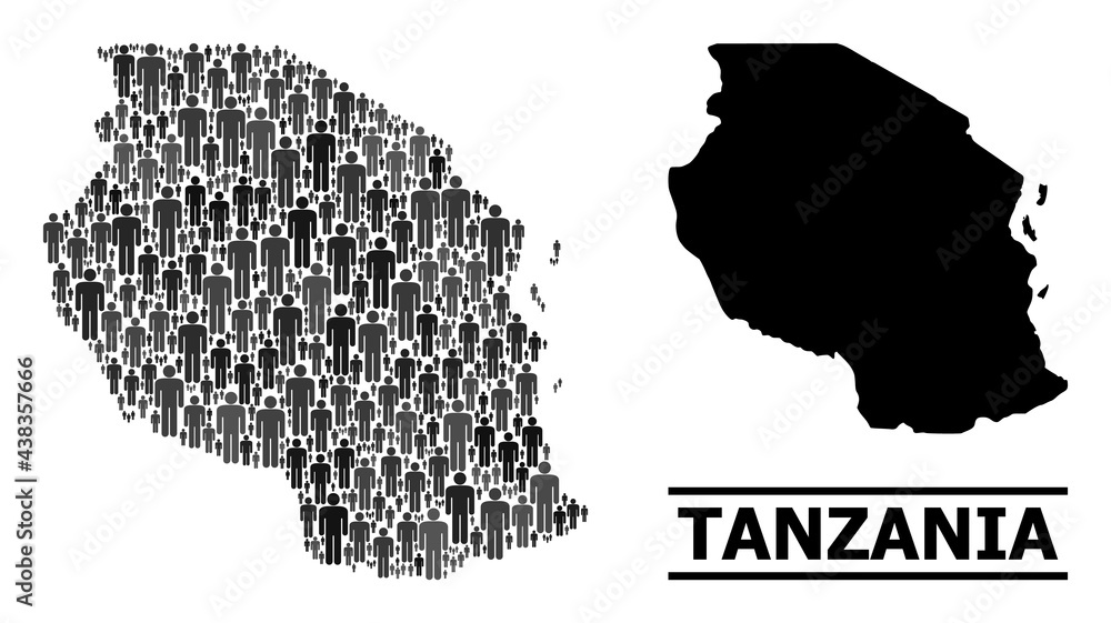 Map of Tanzania for politics propaganda. Vector demographics collage ...