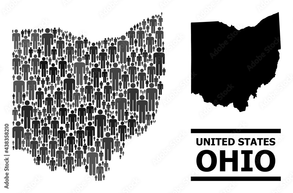 Map of Ohio State for demographics projects. Vector population ...