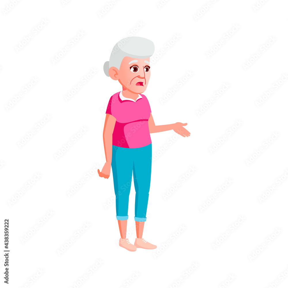 panic old woman lost in town and asking way cartoon vector. panic old ...