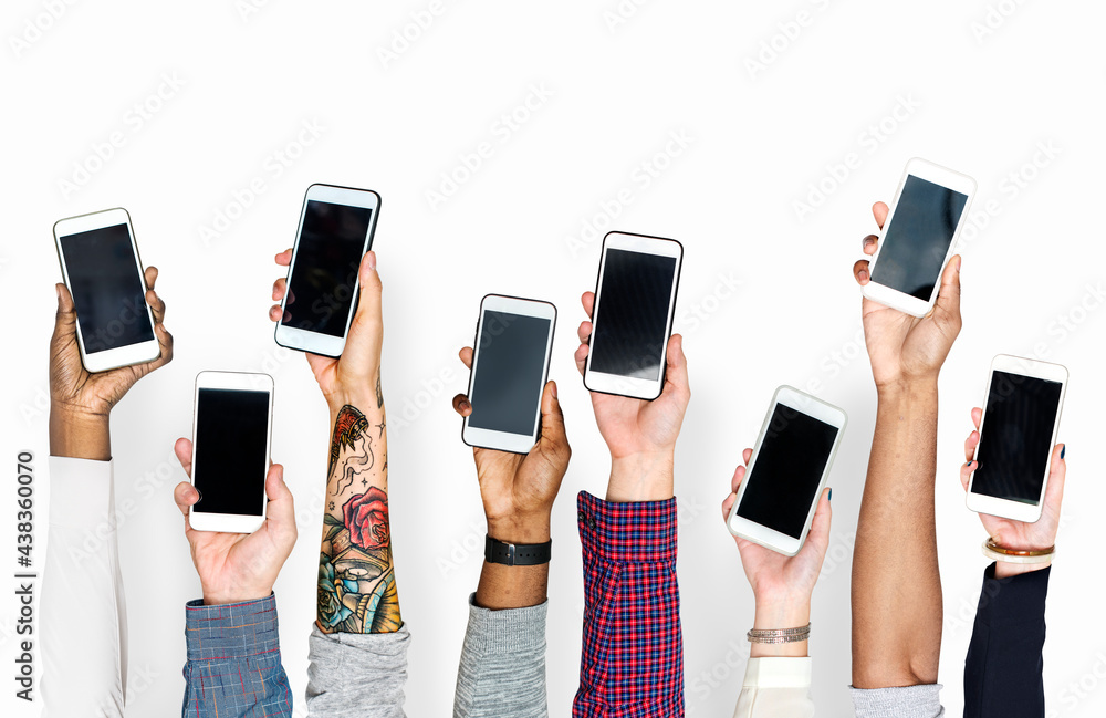 Hand holding mobile phones isolated Stock Photo | Adobe Stock