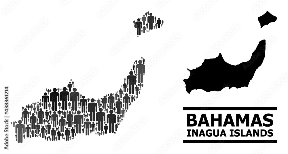 Map of Inagua Islands for national agitation. Vector population mosaic ...