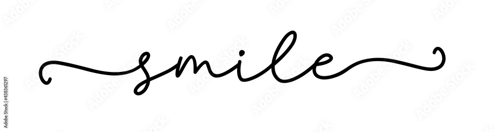SMILE. Continuous line typography text. Hand drawn lettering cursive ...