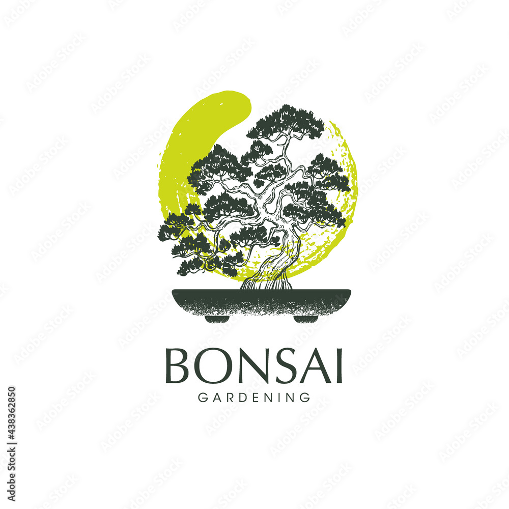 Japanese Bonsai Garden Tree Logo. Plant Silhouette Organic Icon Sign ...
