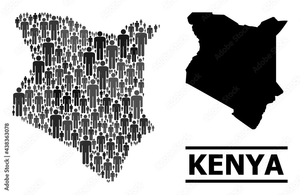 Map of Kenya for demographics proclamations. Vector demographics abstraction. Concept map of ...