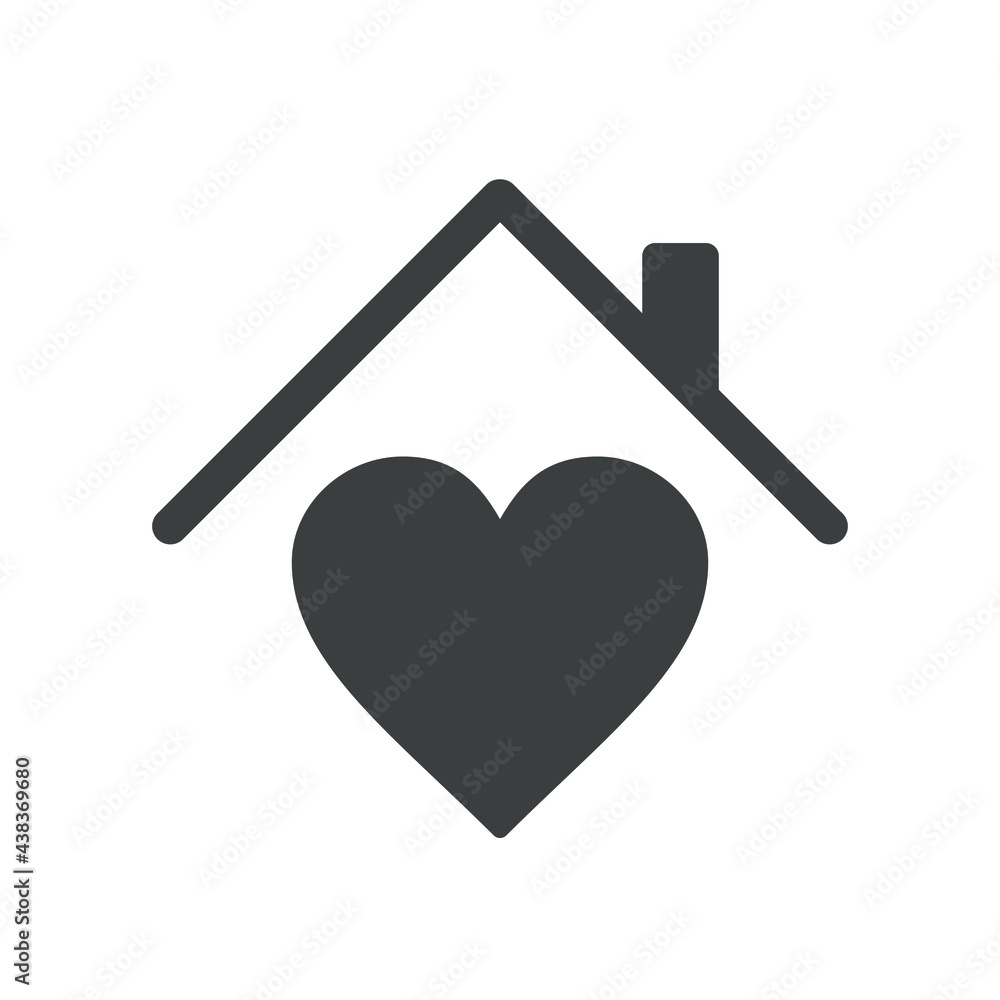 House with heart , love home symbol, vector illustration isolated on ...
