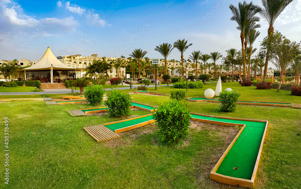AFRICA, EGYPT, MAY, 2021 - Beautiful landscaping with mowed lawns and ...