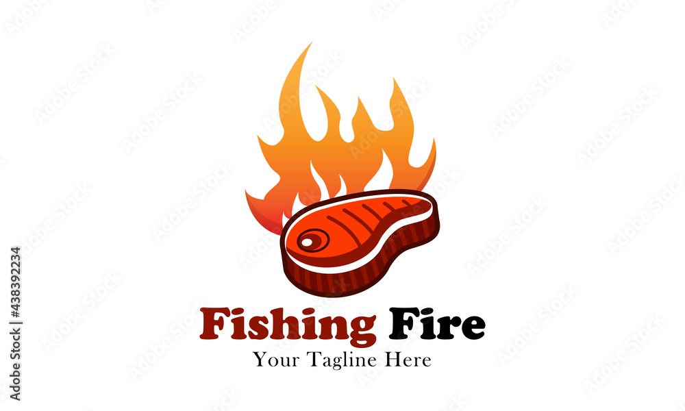 Fire Flame Fish Vector Logo Design Stock Vector | Adobe Stock