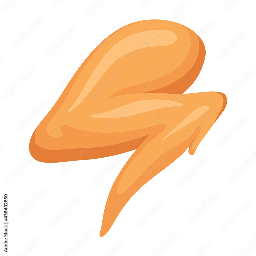 Chicken wing cartoon icon. Roasted, fried poultry clipart. Grilled ...