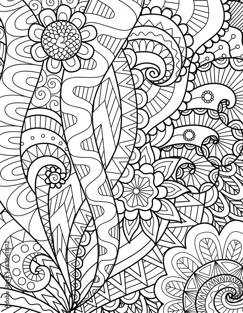 Abstract art for background, adult coloring book, coloring page with ...