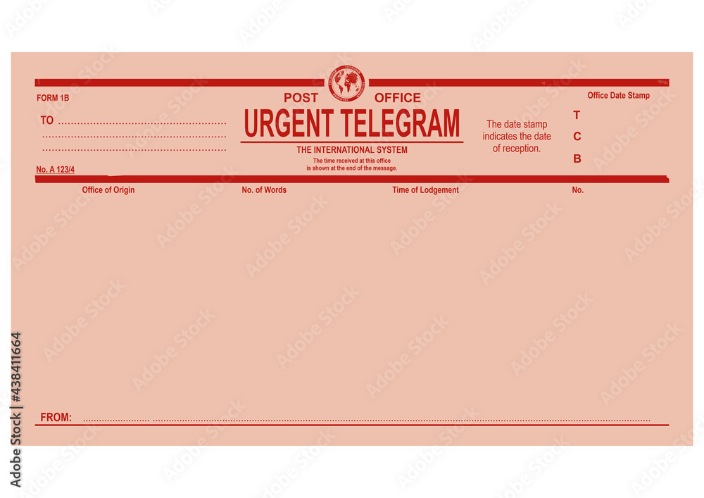 Vintage blank urgent telegram form. Easy to edit vector without ...