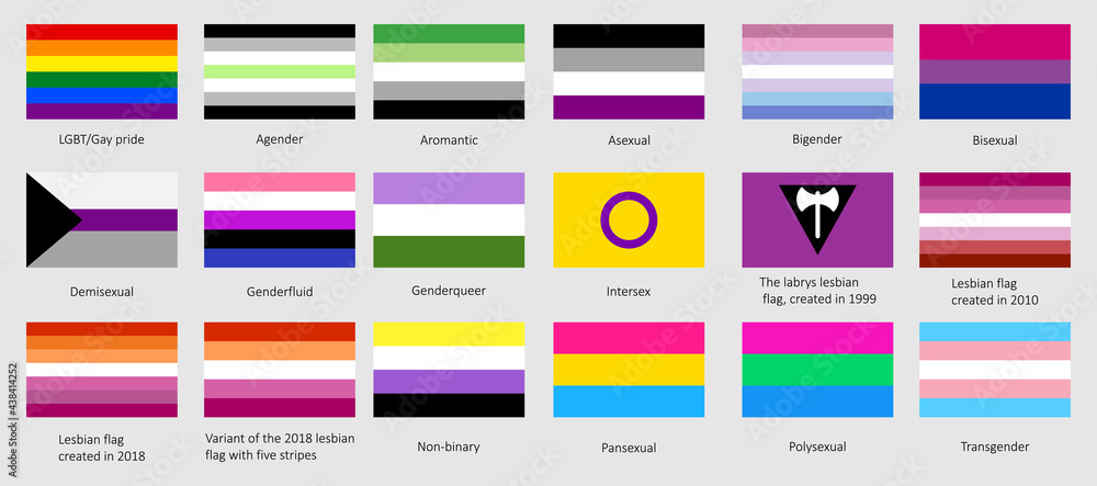 Set of LGBT pride flags. Different sexual identity pride flag icon ...