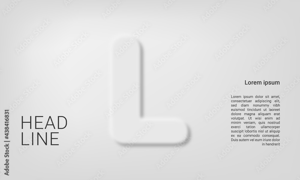 Neumorphic letter L alphabet layout abc ABC poster template Stock ...