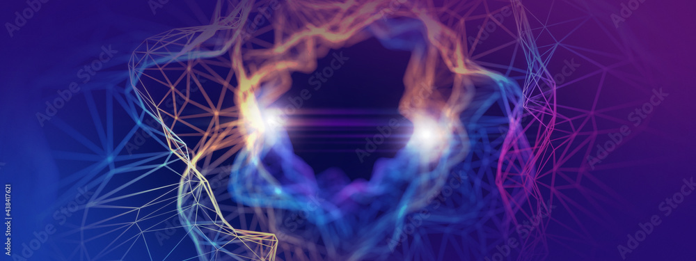 Abstract technology background with blue and purple wireframe. Stock ...