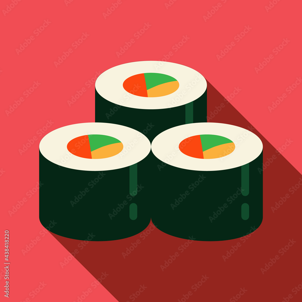 Sushi Vector Icon in Flat Style. Sushi is is a traditional Japanese ...