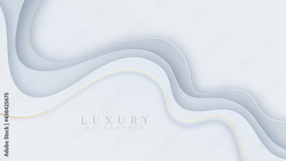 Elegant white shade background with line golden elements. Realistic ...