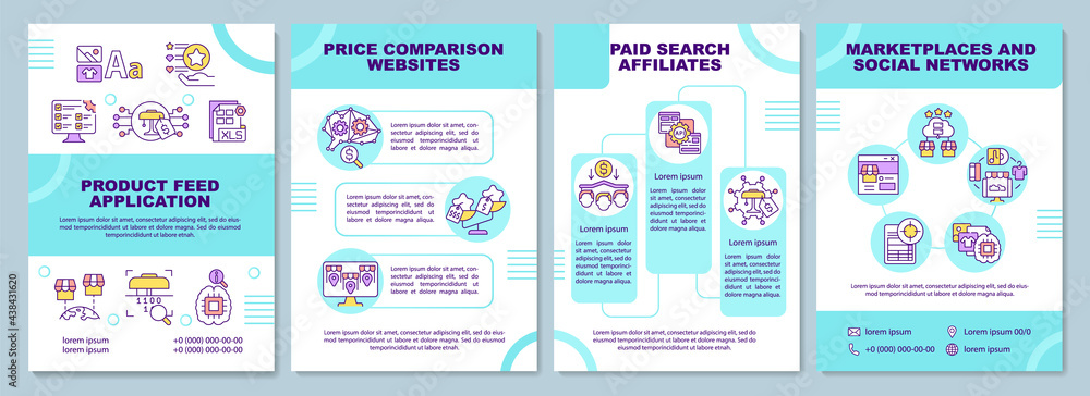 Product feed application brochure template. Price comparison. Flyer ...