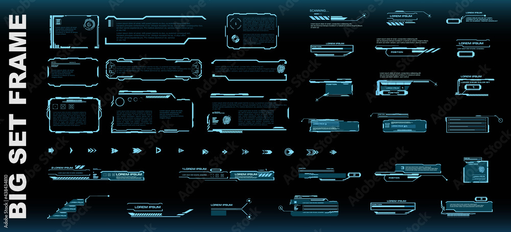 Big set frames or screens with information. Transparent screens on ...