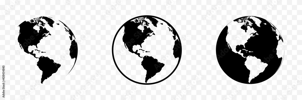 Earth Globe. World Map in circle. Earth Globes collection. World Map in ...