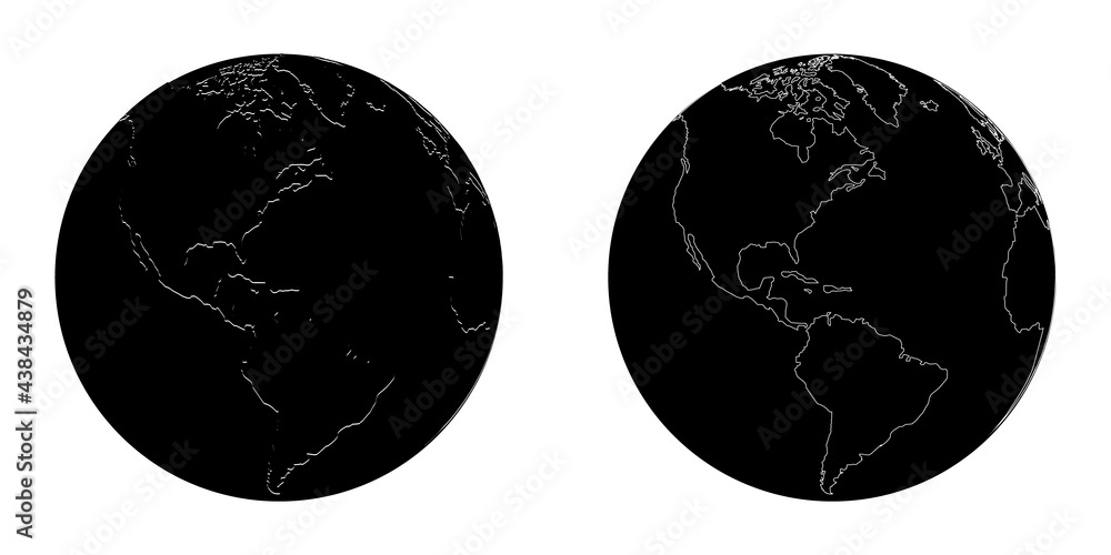 Earth Globe. World Map in circle. Earth Globes collection. World Map in ...