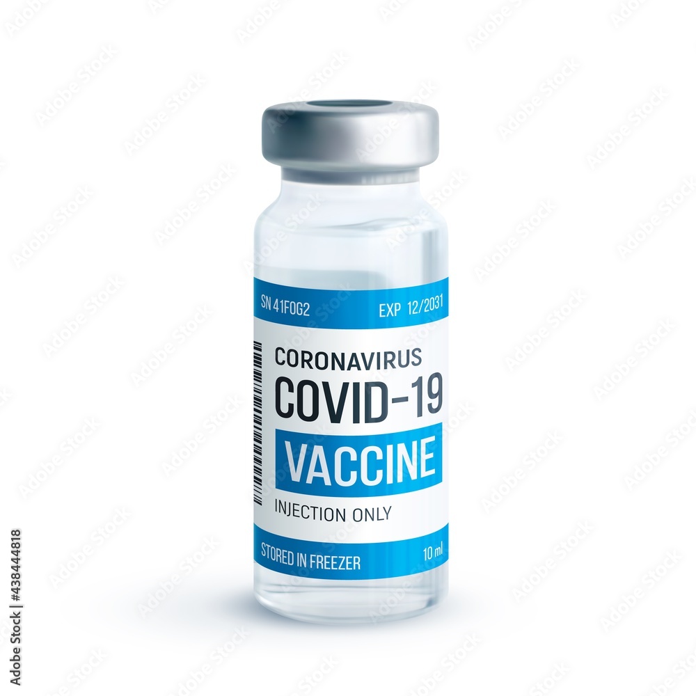 Covid19 Coronavirus Vaccine Concept Realistic Medical Glass Vial With ...