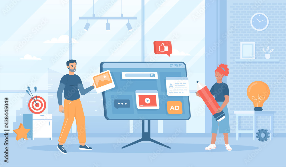 Content creation. Writing and editing texts, Posting photos and videos ...