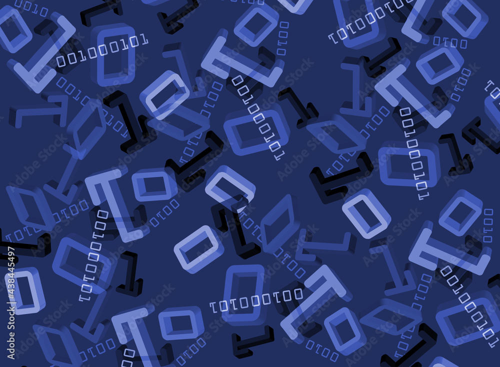 Binary code dark blue background. Illustration of 3d digits.Computer ...