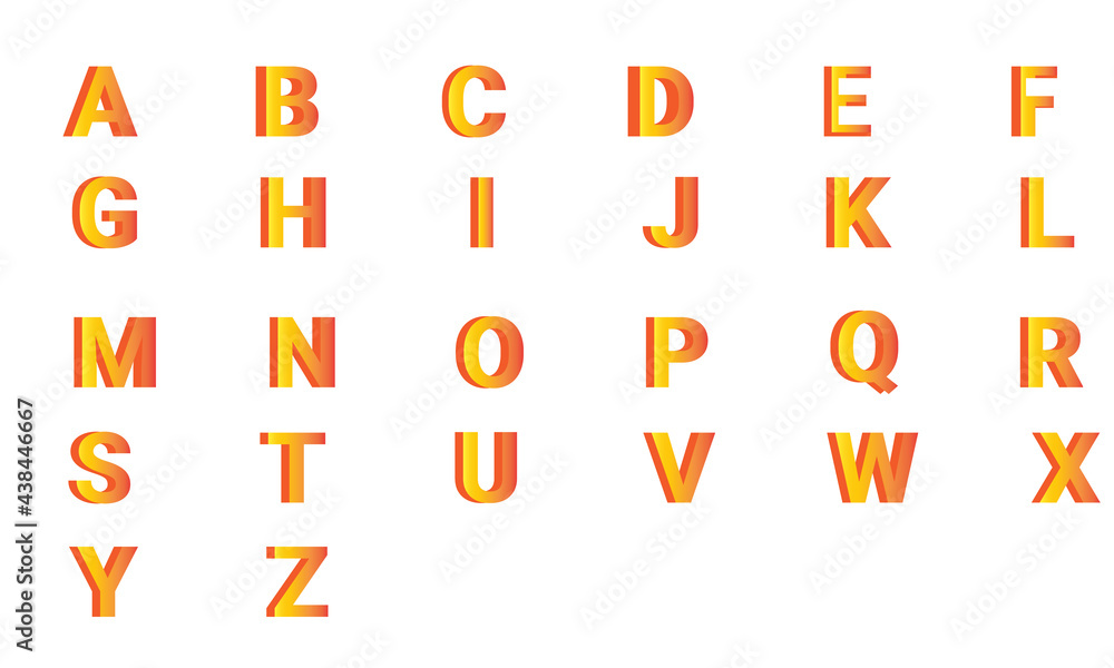 3D alphabet uppercase illustration design. capital letter recognition ...