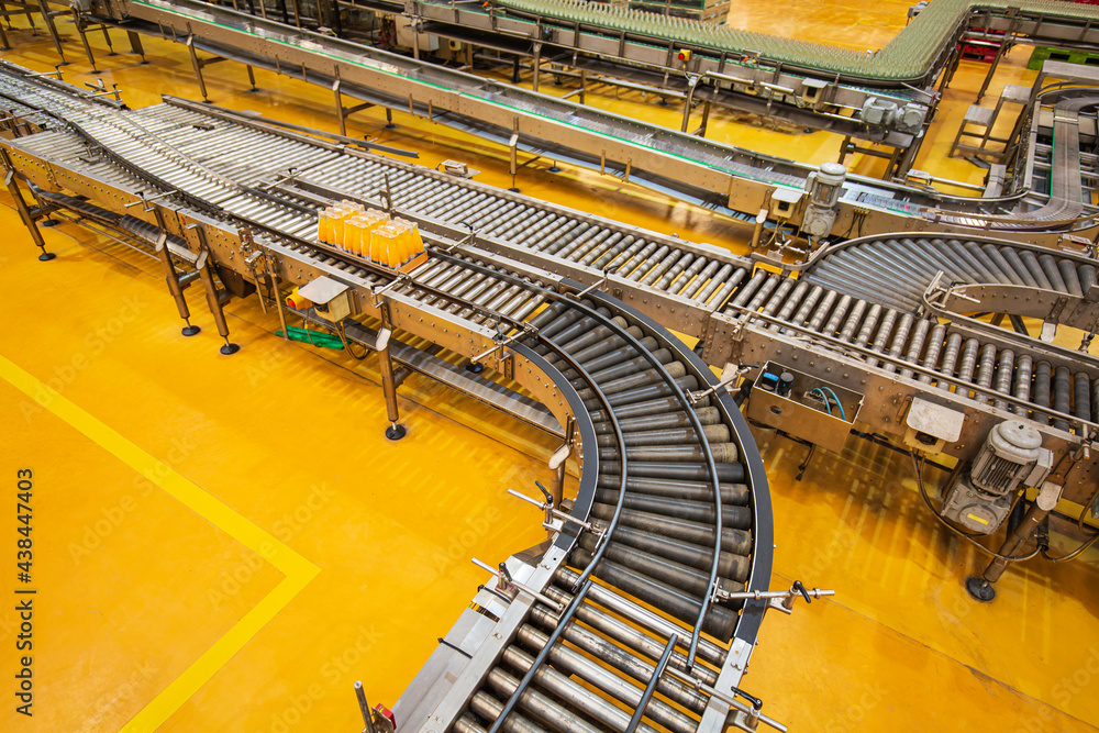 Top view crossing of the roller and conveyor Stock Photo | Adobe Stock
