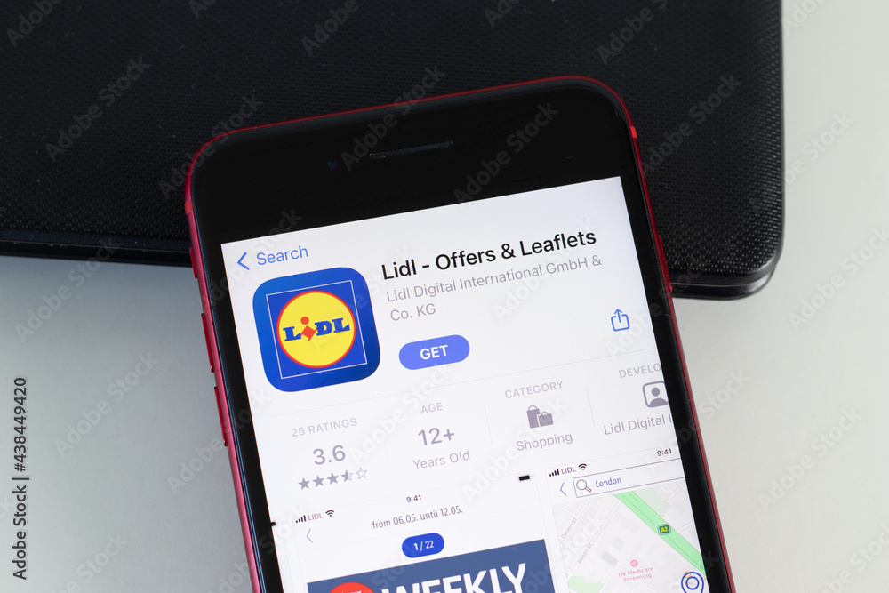 New York, USA - 1 June 2021: Lidl - Offers Leaflets mobile app logo on ...
