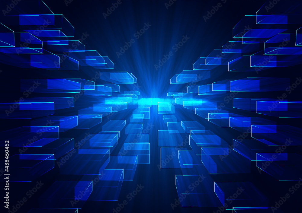 Glow transparent rectangle with light burst, futuristic technology ...