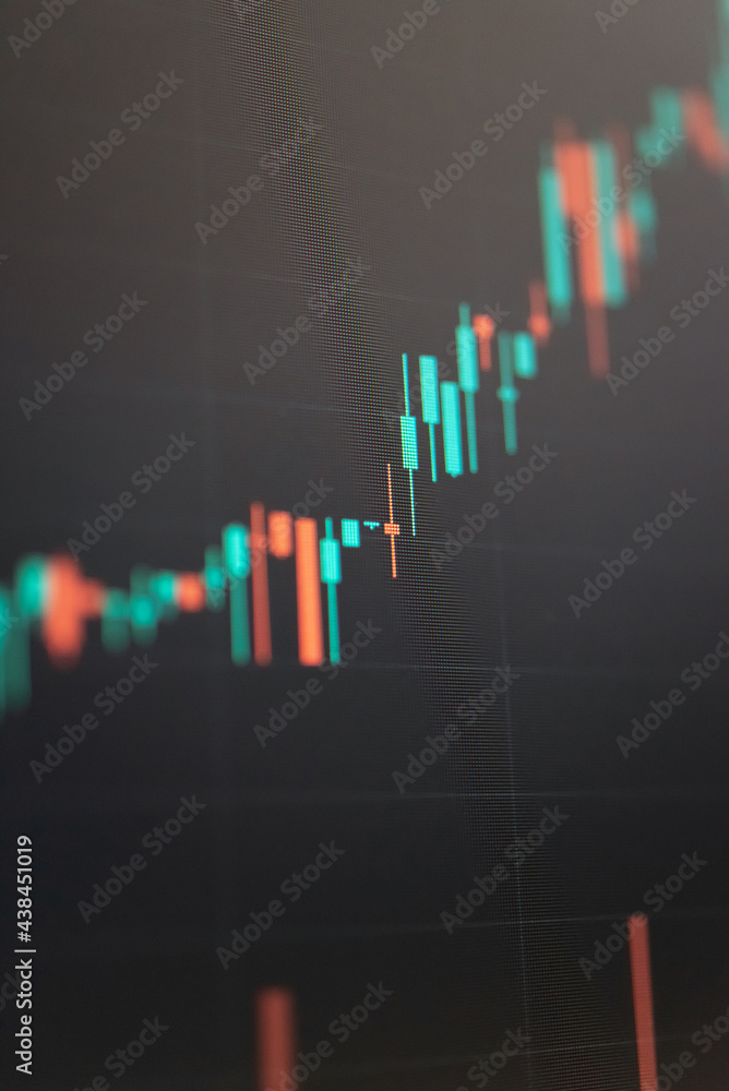 Stock market data on digital LED display. Fundamental technical ...