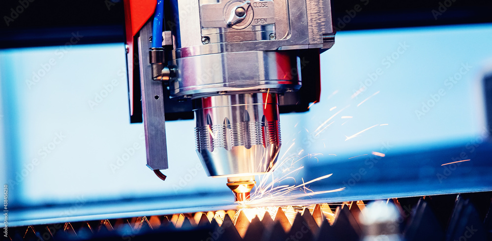 Concept banner background modern industrial technology. CNC Laser ...