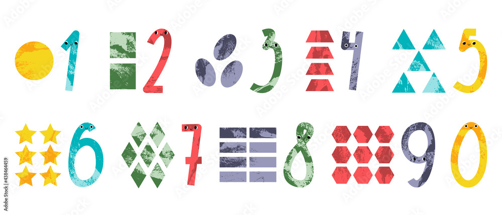 Cute number characters: one, two, three, four, five, six, seven, eight ...