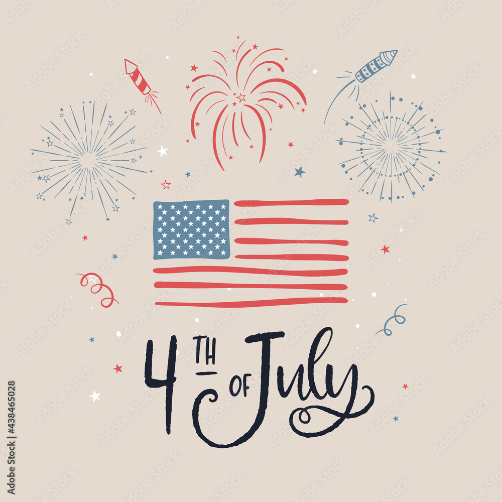 Cute hand drawn 4th of July design, lovely doodles, great for ...