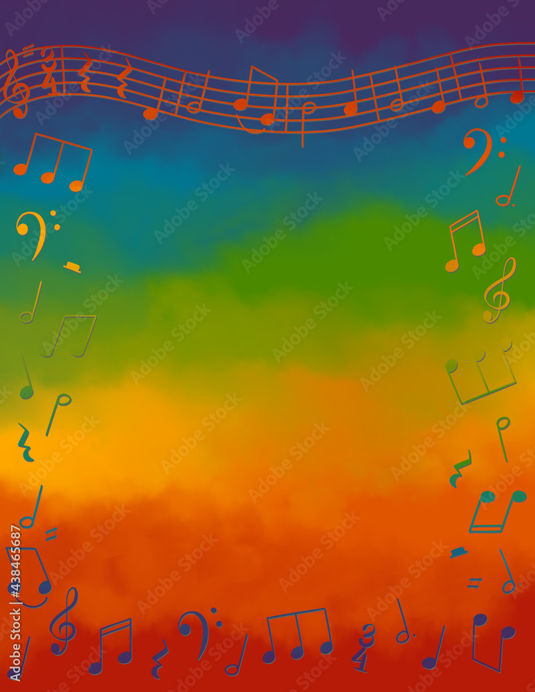 Rainbow Border of Musical Notes and Amazing Grace Stock Illustration ...