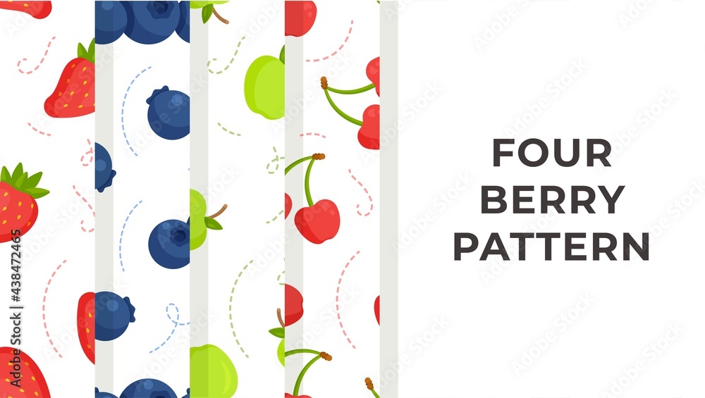 A pattern of four types of berries. Vector illustration of a print of ...