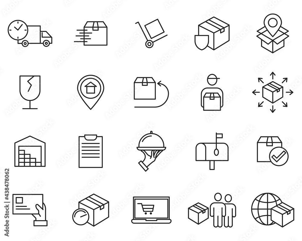Delivery, shipping, logistics set icon symbol template for graphic and ...