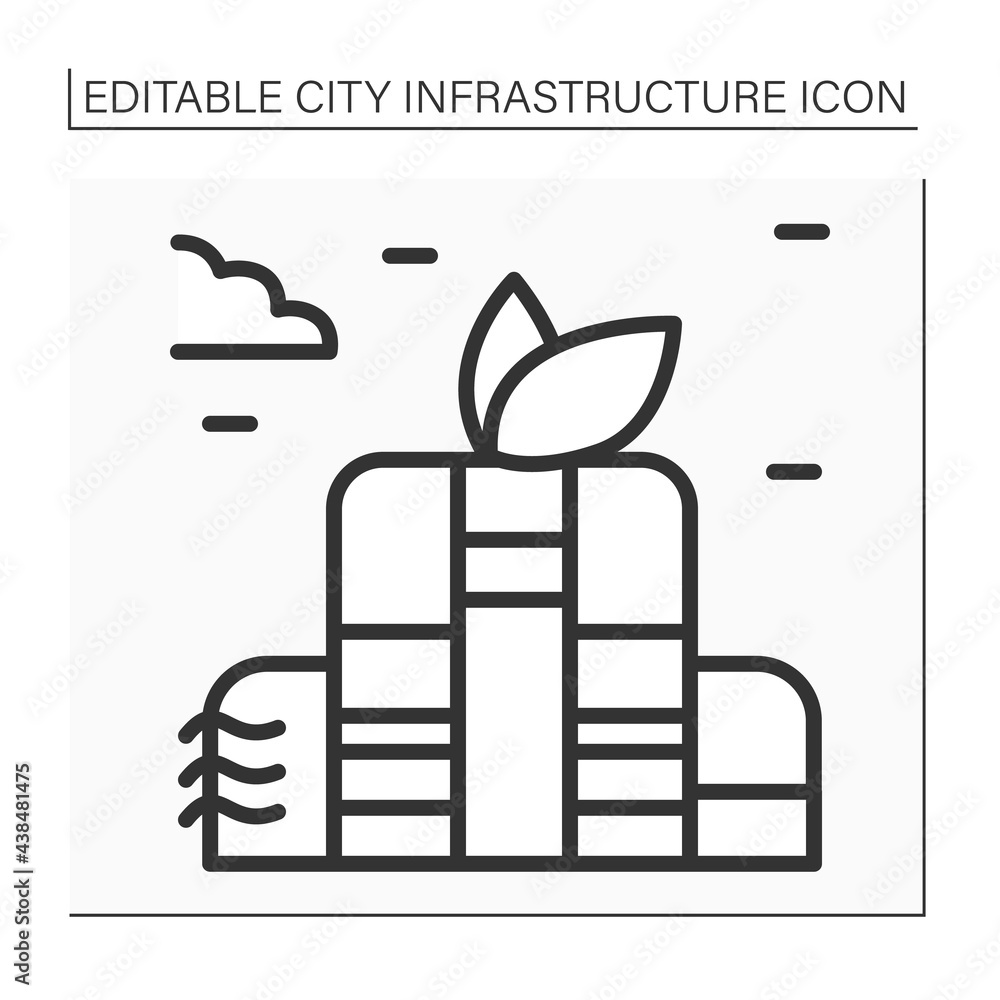 Green building line icon. Environmentally responsible structure and ...