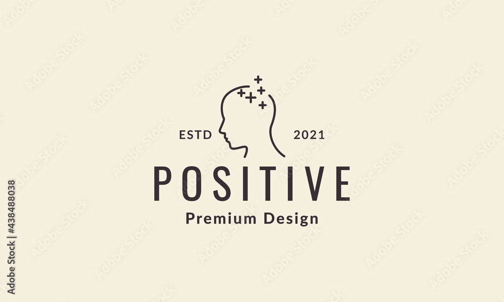 lines head positive thinking logo vector icon illustration design Stock ...