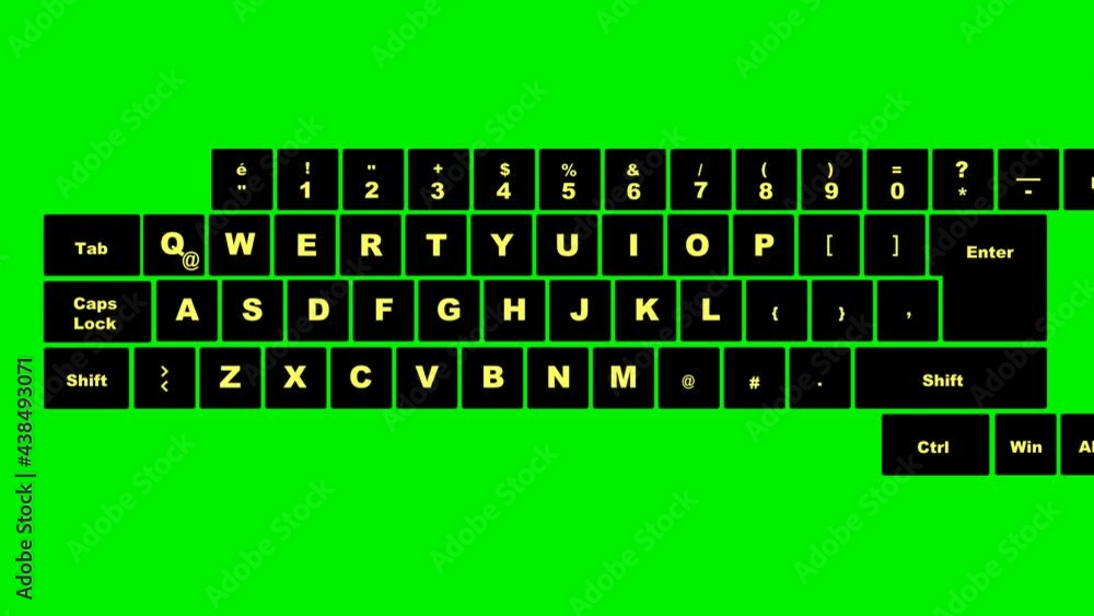 Animated keyboard.Line of keys,comes from left and right.4K.Green ...