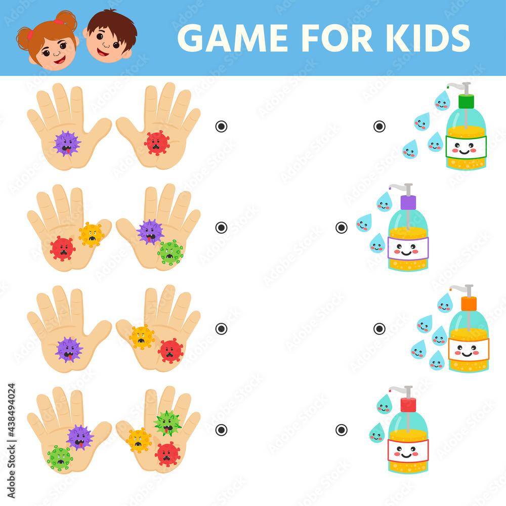 Counting Game for Preschool Children. Medicine theme. Hand detergent ...