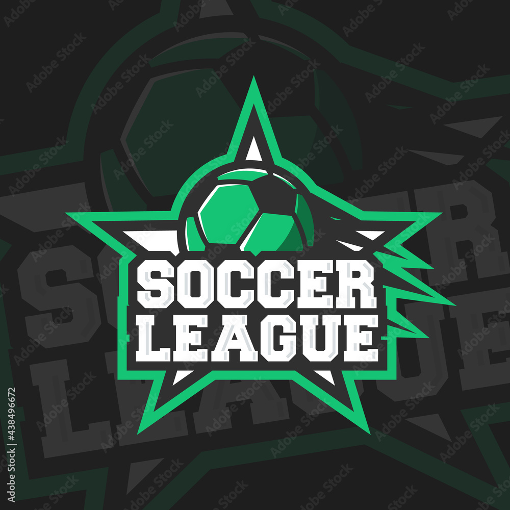 Soccer League logo, emblem. Soccer modern logo with star and soccer ...