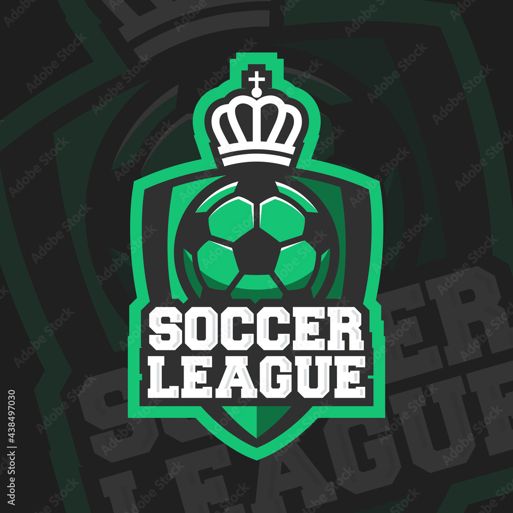 Soccer logo template isolated on black background. Football team emblem ...