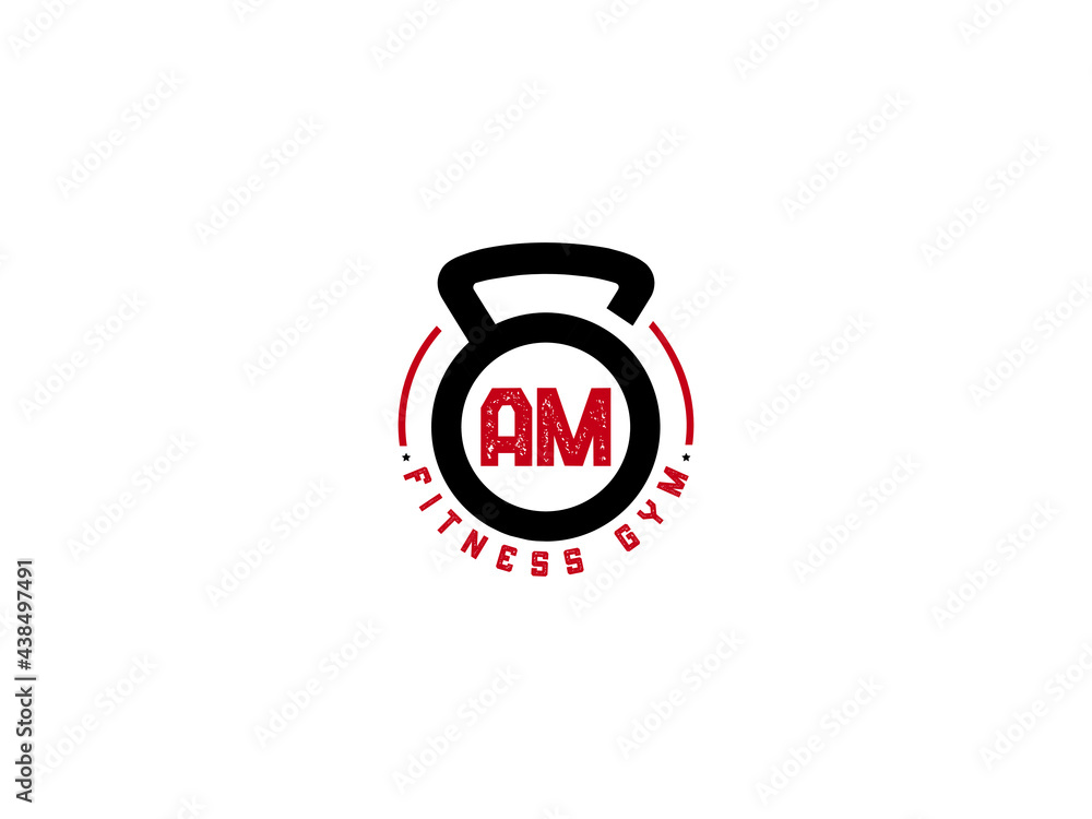 Letter AM Logo, Gym AM, fitness am logo icon vector for business Stock ...
