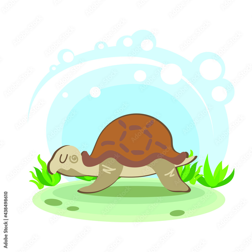cartoon land turtle. Wild and domestic animal. Stylized character in a ...