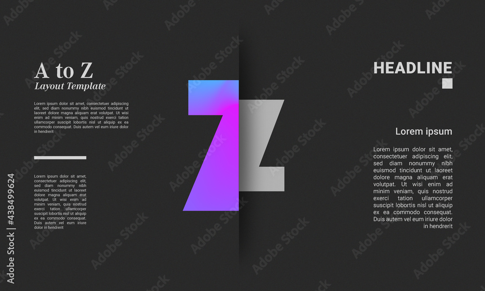 Sliced letter z alphabet colourful gradient poster layout letters abc ...