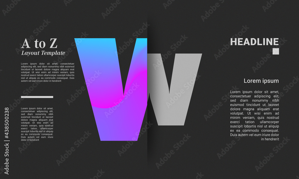 Sliced letter W alphabet colourful gradient poster layout letters abc ...