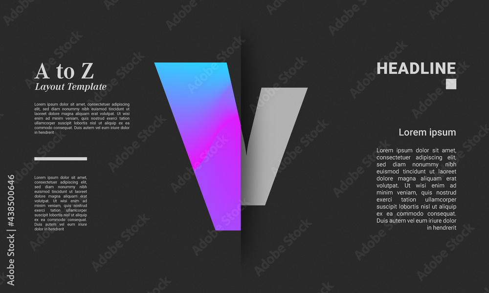 Sliced letter V alphabet colourful gradient poster layout letters abc ...