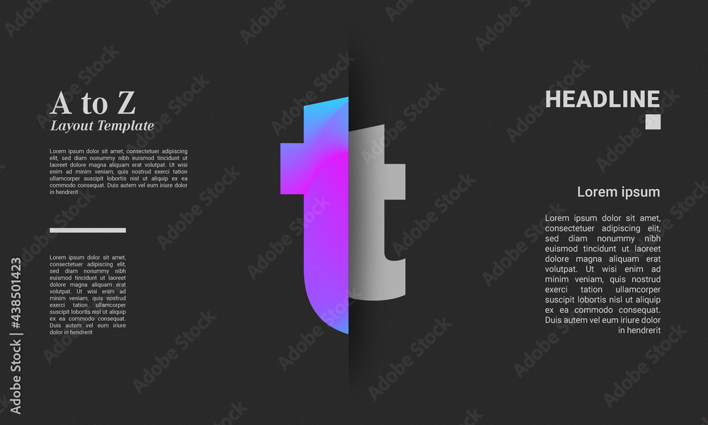 Sliced letter t alphabet colourful gradient poster layout letters abc ...