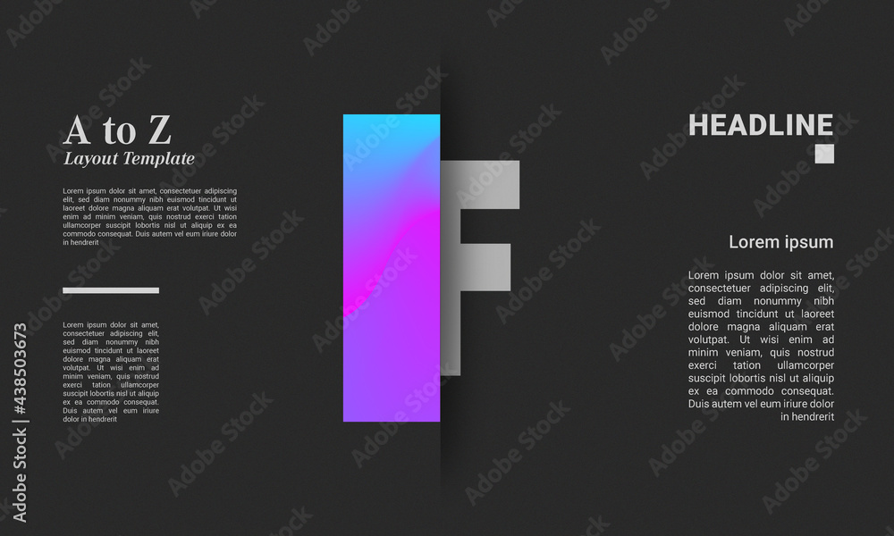 Sliced letter F alphabet colourful gradient poster layout letters abc ...